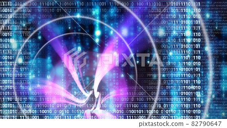 Neon colourful light trails over computer code,... - Stock Illustration ...