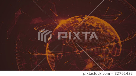 Composition of glowing orange network of... - Stock Illustration ...