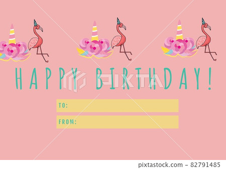 Happy birthday tag with candle and flamingo,... - Stock Illustration ...