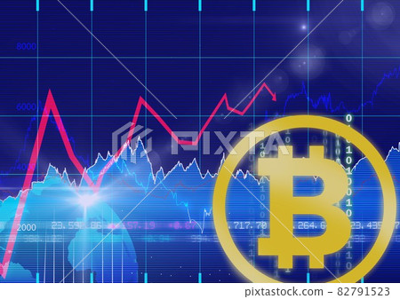 Bitcoin over stock market data and graphs... - Stock Illustration ...