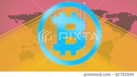 Composition of blue bitcoin symbol binary... - Stock Illustration [82792899] - PIXTA