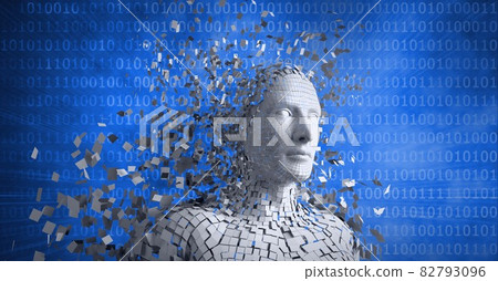 Composition of exploding human bust formed with... - Stock Illustration ...