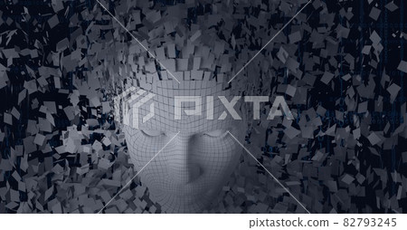 Composition of exploding human head formed with... - Stock Illustration ...
