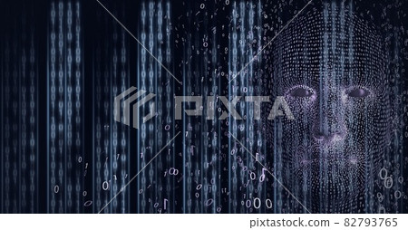 Composition of human face formed with binary... - Stock Illustration ...