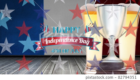 Composition of happy independence day text over... - Stock Illustration ...