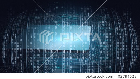 Composition of binary coding over computer... - Stock Illustration ...