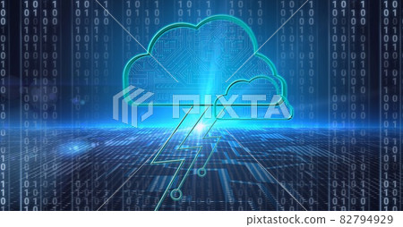 Composition of digital cloud and binary coding... - Stock Illustration [82794929] - PIXTA