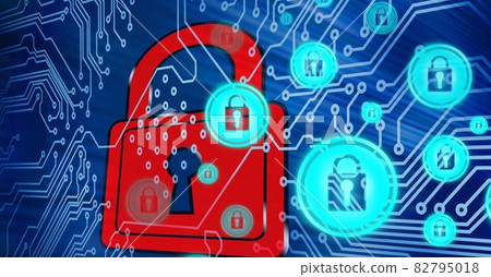 Composition of online security padlock icons...-插圖素材 [82795018] - PIXTA圖庫