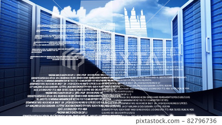 Data processing over multiple computer servers... - Stock Illustration ...