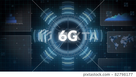 Image of 6g text with scope scanning and data... - Stock Illustration ...
