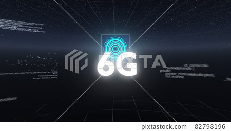 Image of 6g text, data processing and scope on... - Stock Illustration ...