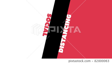 Social distancing text moving against white and... - Stock Illustration ...