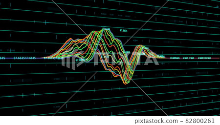 Multicolored graph moving against black background - Stock Illustration ...