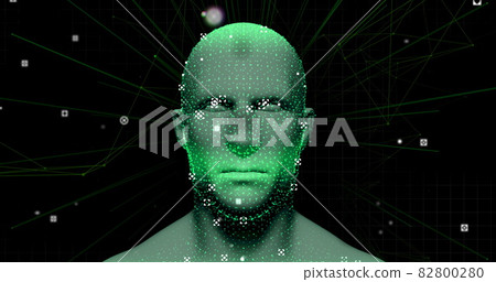 Human head model spinning against flickering... - Stock Illustration ...