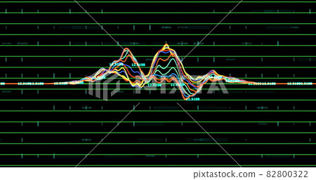 Multicolored graph and green lines against... - Stock Illustration ...