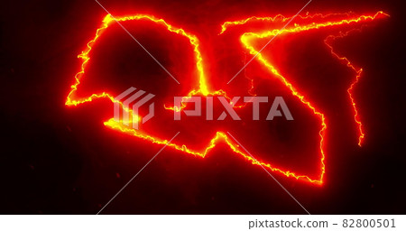 Glowing red and orange lightning bolts of... - Stock Illustration ...