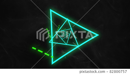 Multiple neon triangle shapes spinning against... - Stock Illustration ...