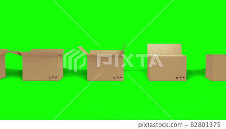 Seamless row of brown cardboard boxes with lids... - Stock Illustration ...