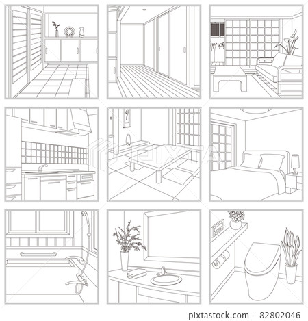 Interior line drawing vector illustration. - Stock Illustration ...