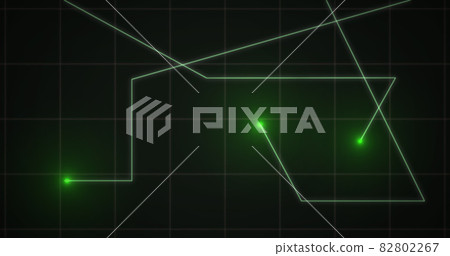 Image of glowing green points with light trails... - Stock Illustration ...