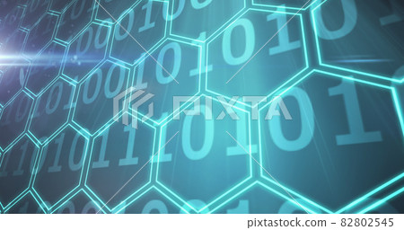Image of binary coding and network of glowing... - Stock Illustration ...