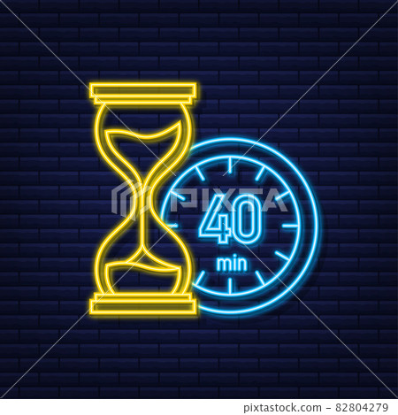 The 40 minutes, stopwatch vector neon icon.... - Stock Illustration ...