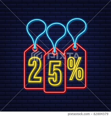 25 percent OFF Sale Discount neon tag. Discount... - Stock Illustration ...