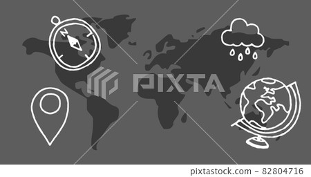 Multiple geographical icons against world map - Stock Illustration ...