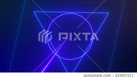 Image of rotating blue neon shapes with... - Stock Illustration ...