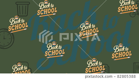 Image of back 2 school text over school items... - Stock Illustration ...
