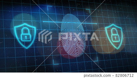 Digital security padlock and fingerprint... - Stock Illustration [82806712] - PIXTA