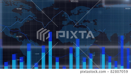 Image of data processing over world map - Stock Illustration [82807059 ...