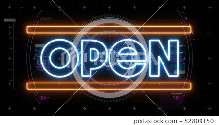 Image of the word open in white neon with... - Stock Illustration ...