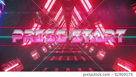 Press start image game screen over pink... - Stock Illustration ...