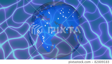Image of blue pixelated globe rotating with... - Stock Illustration ...