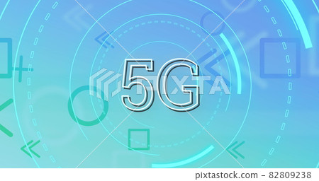 Image of 5g text over spinning circles and... - Stock Illustration ...
