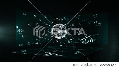 Image of a globe with numbers spinning over... - Stock Illustration ...