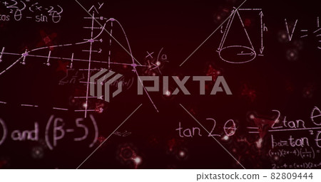 Image of graphs and mathematics formulae on red... - Stock Illustration ...