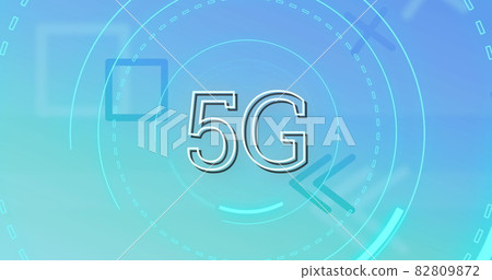 Image of 5g text over spinning circles and... - Stock Illustration ...