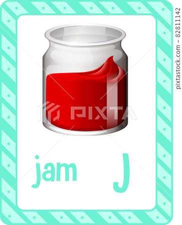 Alphabet flashcard with letter J for Jam - Stock Illustration [82811142 ...