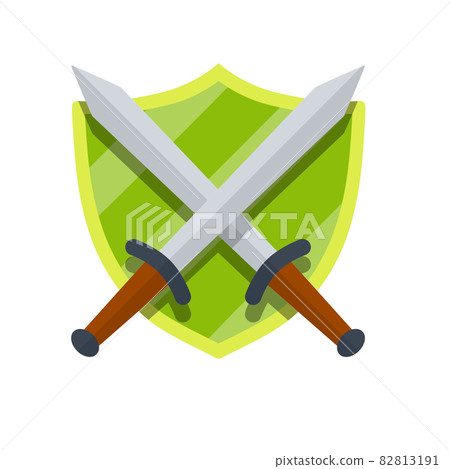 Medieval heraldic coat of arms. Green guard... - Stock Illustration ...