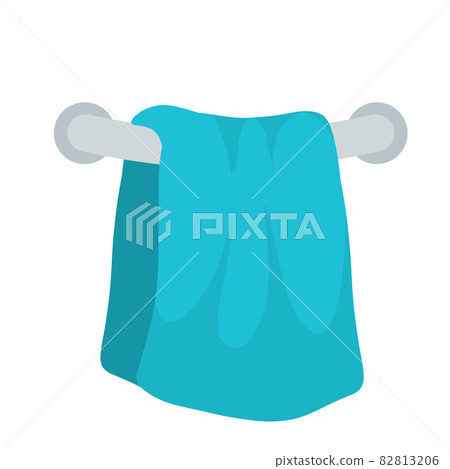 Blue towel on holder. Object on wall. Cartoon... - Stock Illustration ...