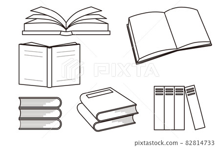 Simple book illustration set with black solid line - Stock Illustration ...