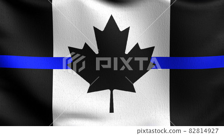 Thin Blue Line Canadian flag with black blowing... - Stock Illustration ...