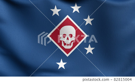 Marine Raiders flag blowing in the wind. 3D... - Stock Illustration ...