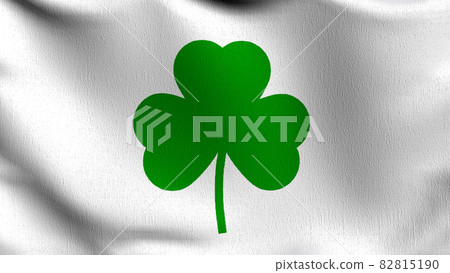 Irish Shamrock flag blowing in the wind. 3D... - Stock Illustration ...