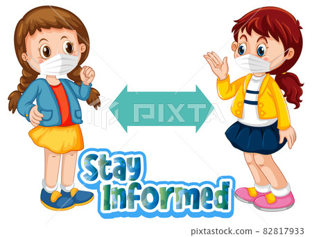 Stay Informed font in cartoon style with two... - Stock Illustration ...