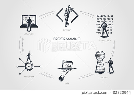 Programming, develop, source code, security,...-插圖素材 [82820944] - PIXTA圖庫