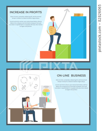Increase in Profits and Online Business Posters - Stock Illustration ...