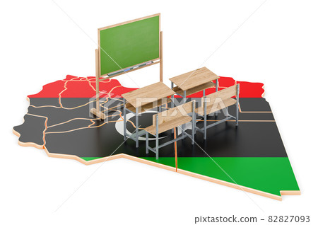 Education in Libya, concept. School desks and... - Stock Illustration ...